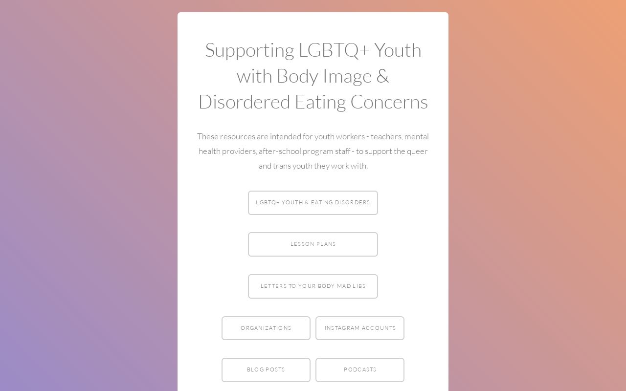 Supporting LGBTQ+ Youth with Body Image & Disordered Eating Concerns